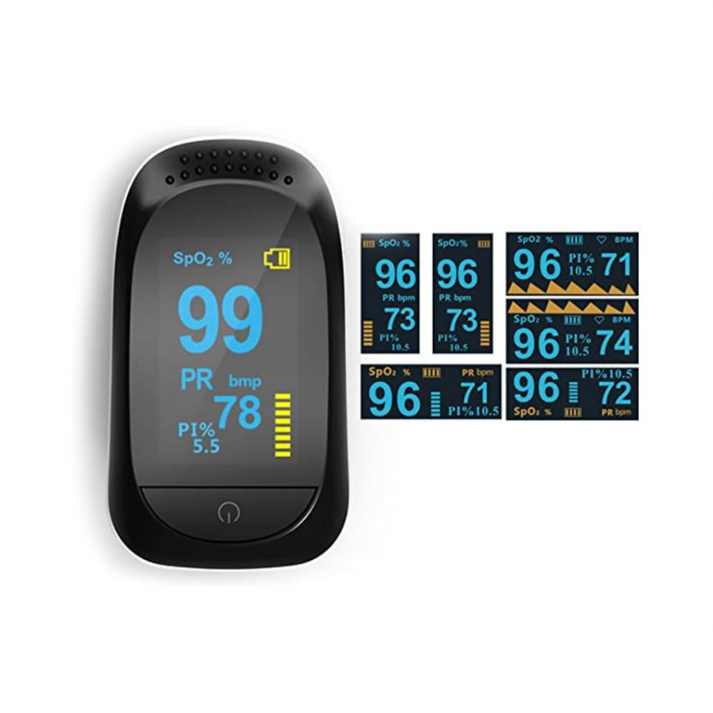 Oxímetro de pulso FINGERTIP color negro | Equipo médico | Kit protector