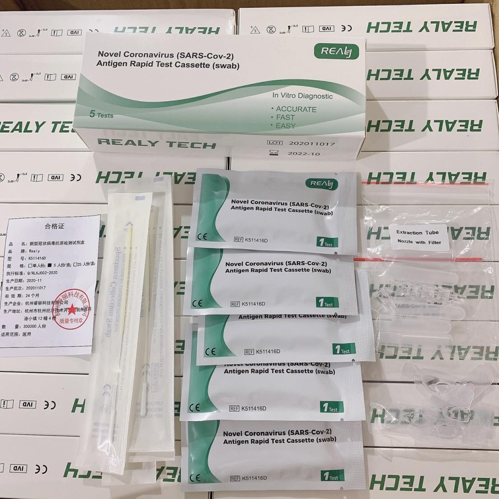 Prueba de antígeno COVID 19 caja c/ 5 piezas Realy Tech (hisopo)